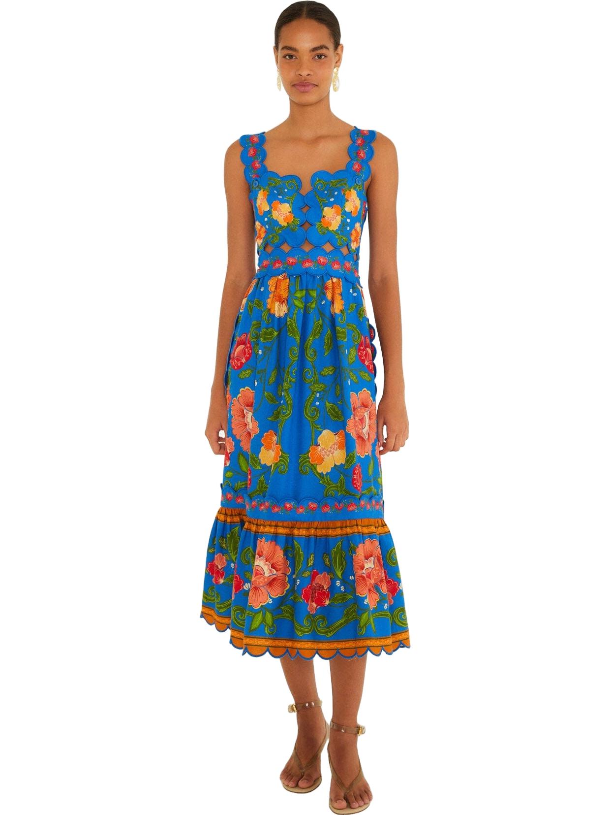 FARM RIO FARM Rio Rococo Floral Midi Dress